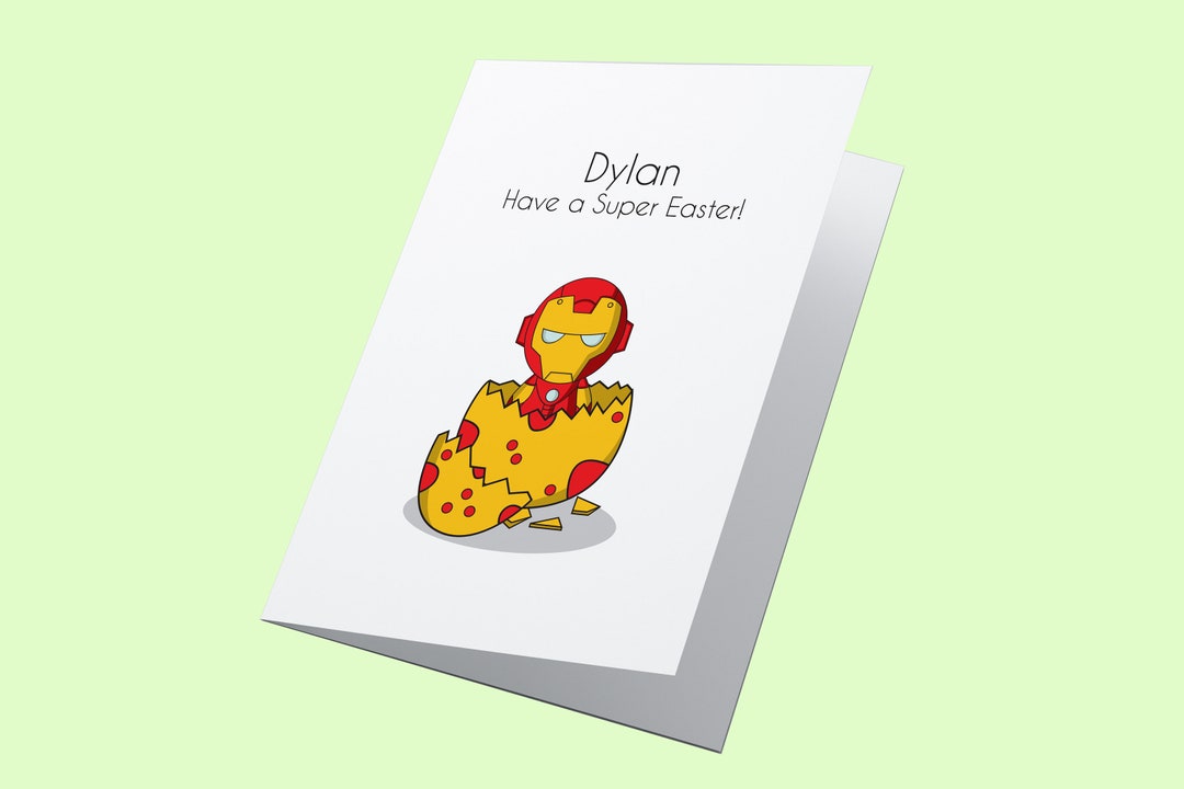 Iron Man Personalised Easter Card, Happy Easter Card, Superhero Easter ...