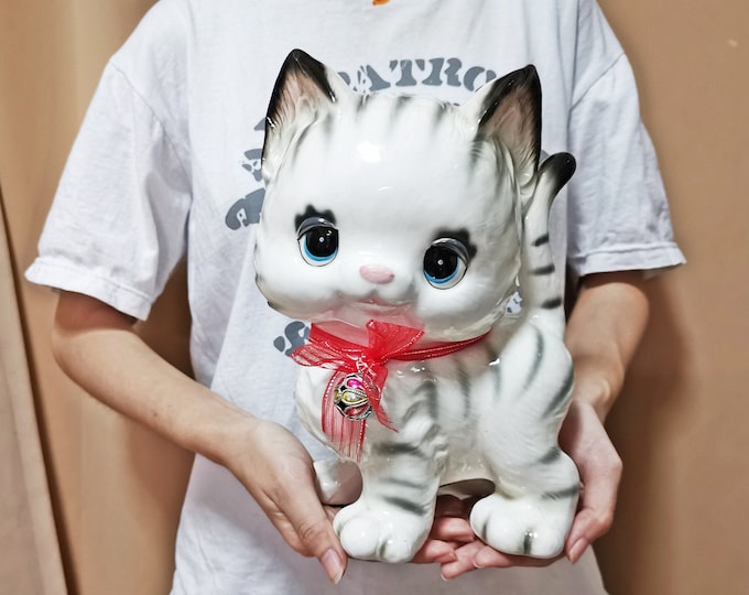 Vintage Kitsch Ceramic Big Eye Kitsch Kitty Cat Japan 10" - Etsy