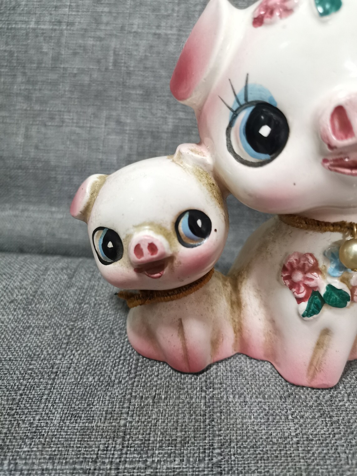 Vintage Japanese Ceramic Animal Kitsch Big Eye Piggy Family - Etsy