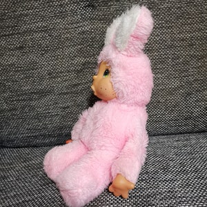 Vintage Easter Stuffed Animal Rubber Face Pink Big Eye Bunny Rabbit ...