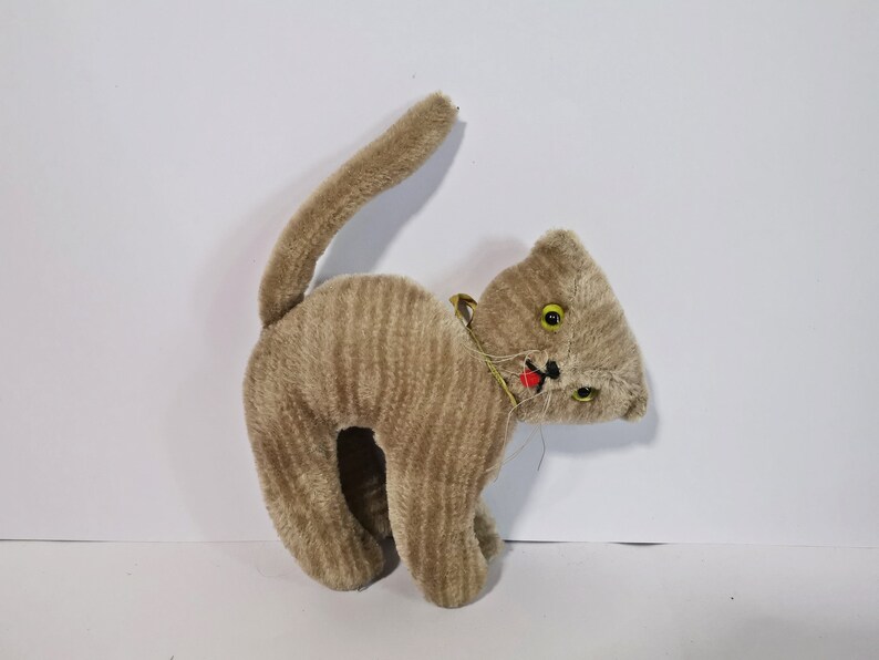 Vintage Stuffed Animal Cat Green Eye Steiff Gray Kitty Cat - Etsy