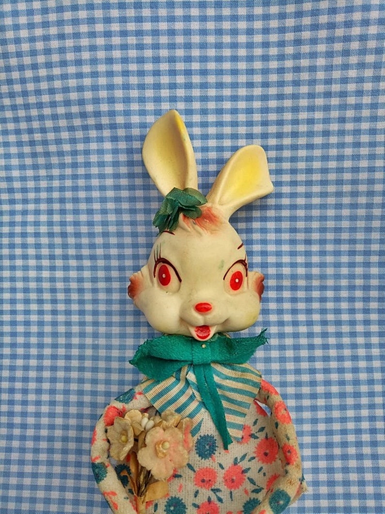 Vintage Easter Bunny Japanese Kitsch Blue Bunny Rubber Face | Etsy