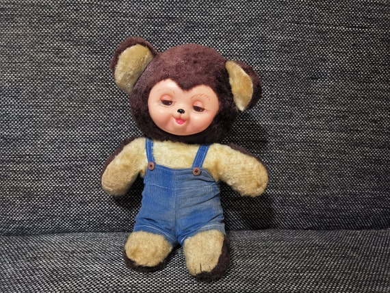 Vintage Japanese Stuffed Rubber Face Big Eye Bear Brown Doll - Etsy