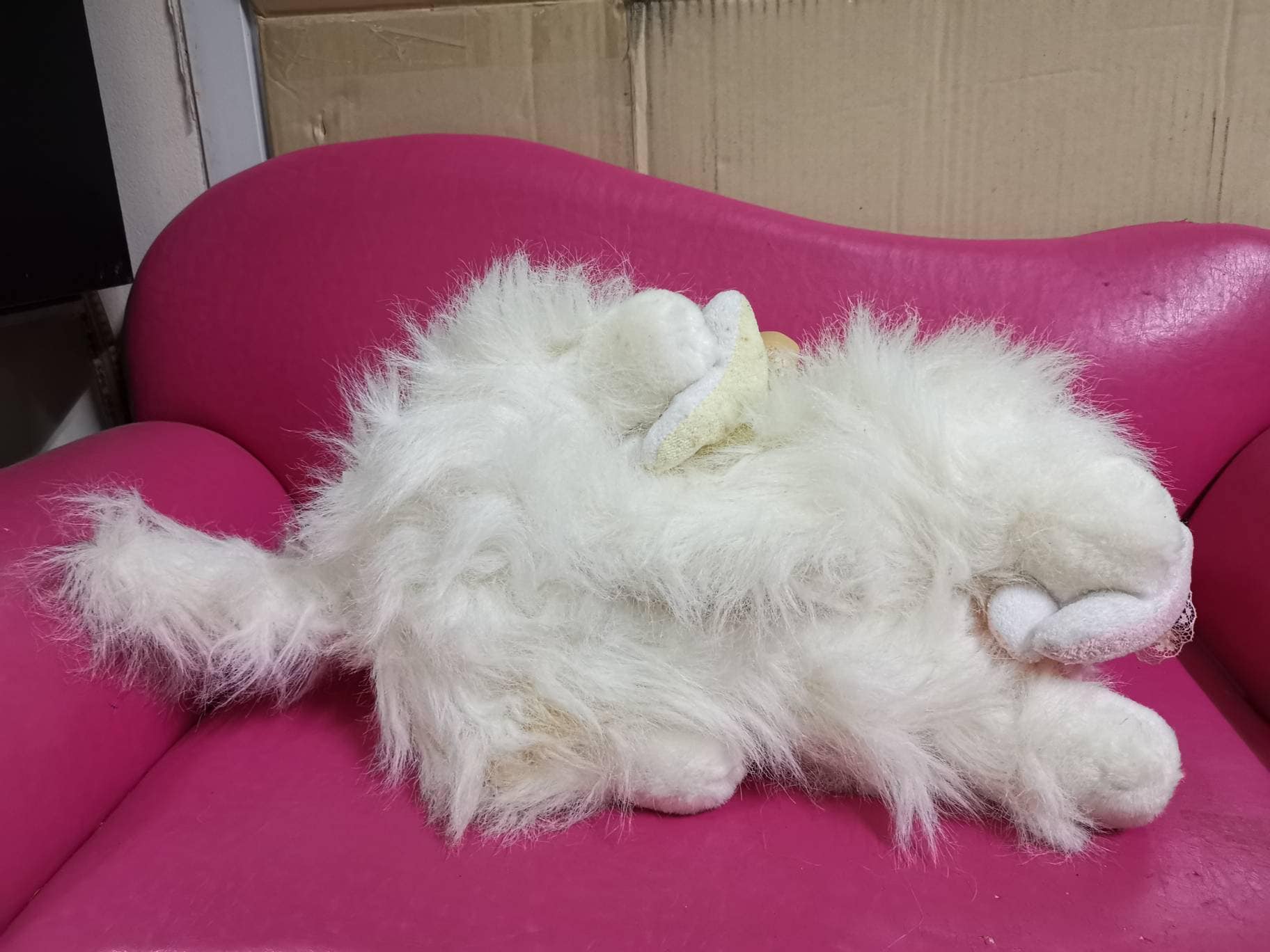 Vintage Rubber Face Stuffed Animal Fur Family White Kitty Cat DAN DEE ...