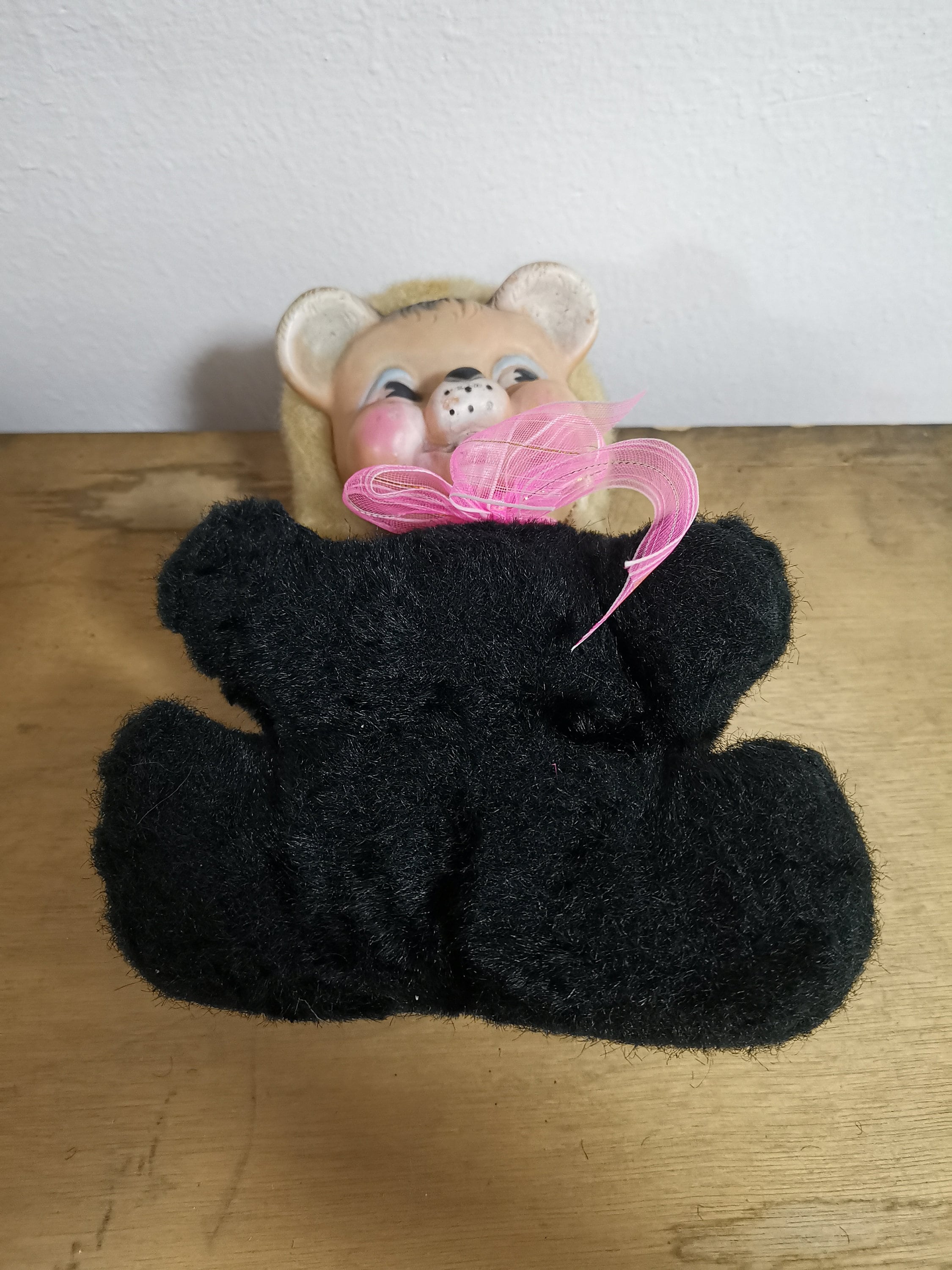 Vintage Stuffed Rubber Face Little Black Bear Doll 8 | Etsy