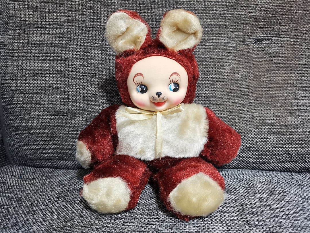 Vintage Japanese Kawaii Animal Rubber Face Stuffed Bear Japan Plush ...