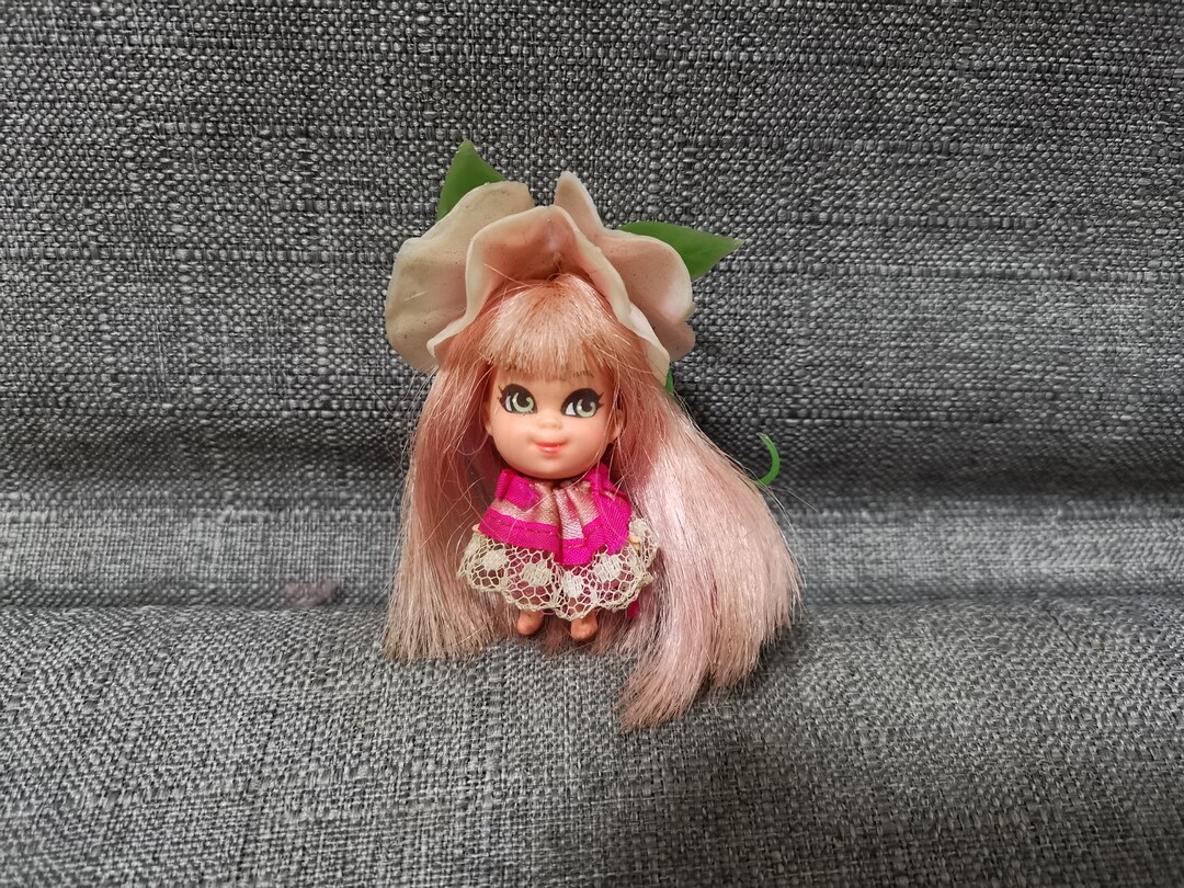 Vintage Rubber Little Pink Hair Toys Kawaii Showa Big Eye Girl Liddle ...