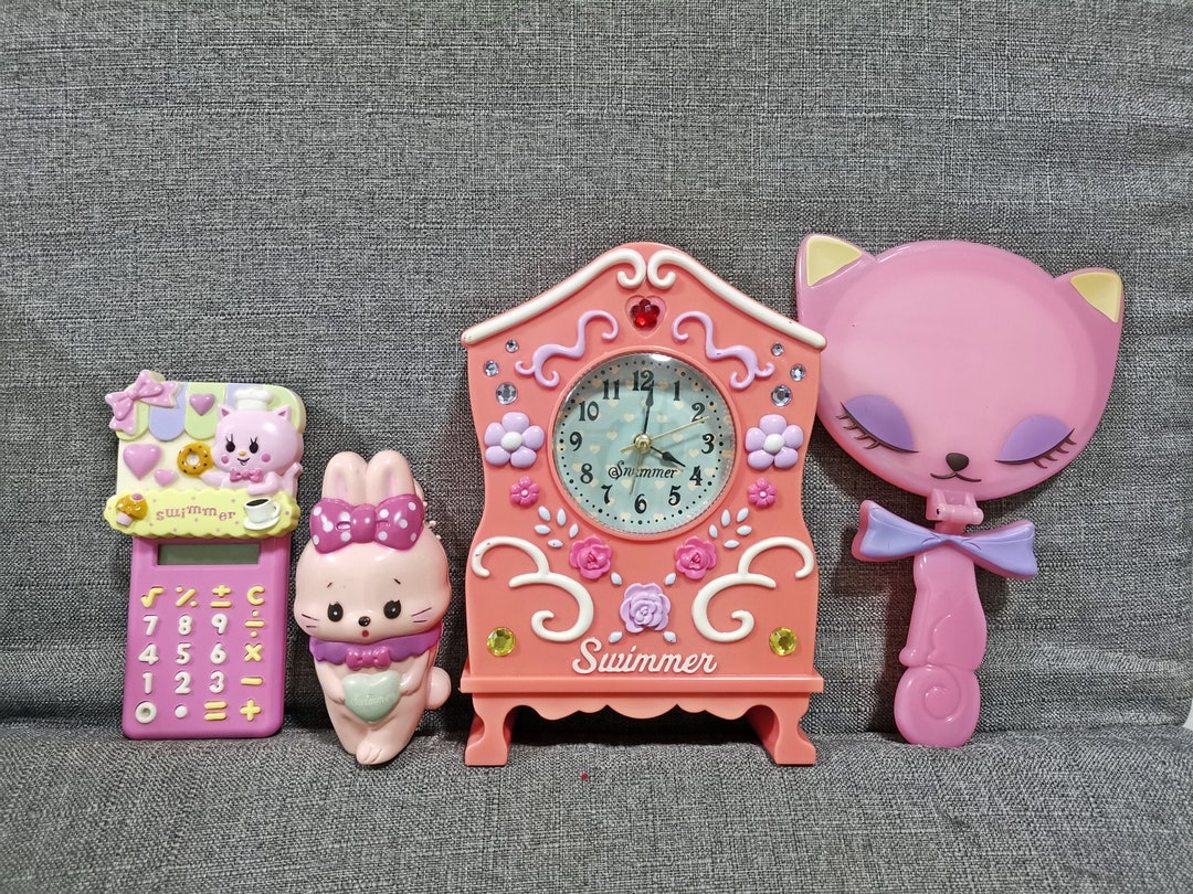 Vintage Cute Japanese Toys Kawaii Pink House Alarm Clock Mirror, Comb ...