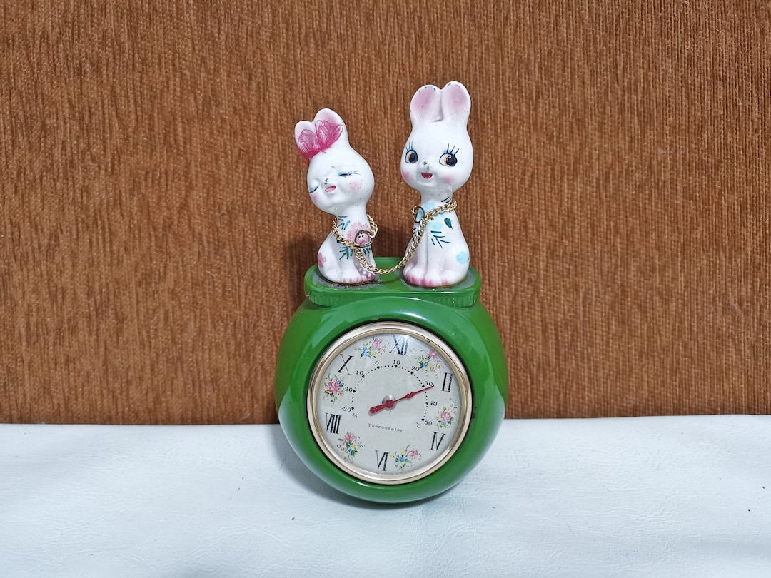 Vintage Japanese Thermometer Ceramict Kitsch Big Eye Bunny Rabbit ...