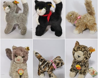 Vintage Steiff Cat Tabby Tied Mini Kitten Plush Cat Stuffed Animal ...