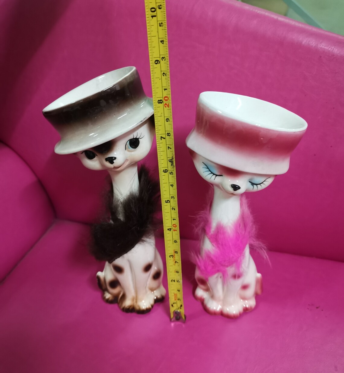 Vintage Japanese Animal Cat Ceramic Kitsch Big Eye Long Neck Kitty Cat ...