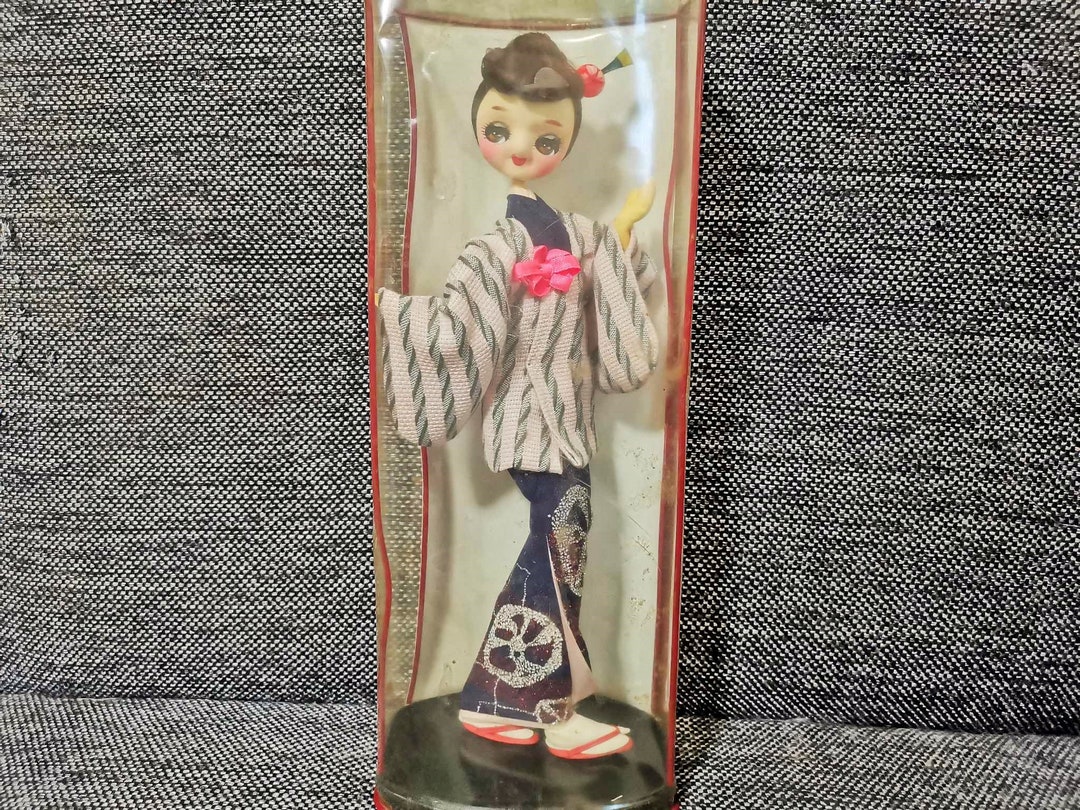 Vintage Pose Doll Japanese Kawaii Showa Big Eye Kimono Girl Doll 14inc ...