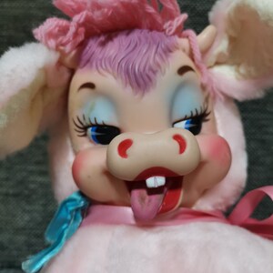 Vintage Stuffed Rubber Face Pink Cow Rushton Doll Plush - Etsy