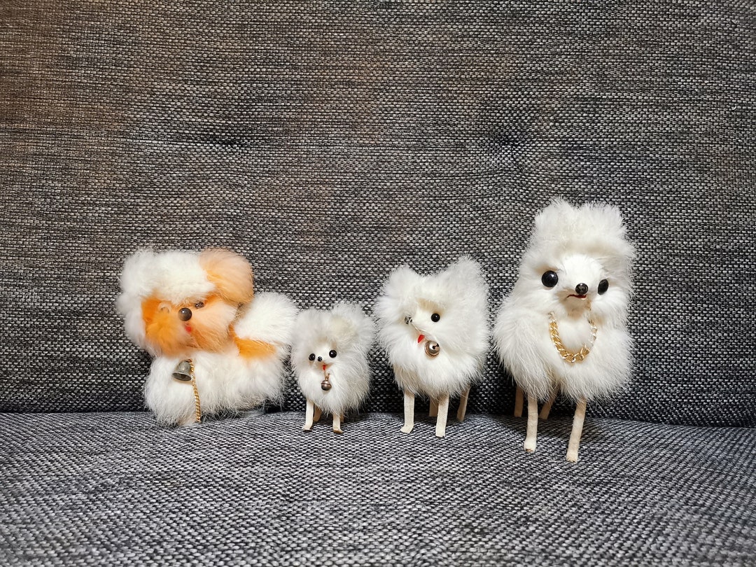 Vintage Japanese Real Fur Dog Animal White Fur Puppy Miniature Fur ...