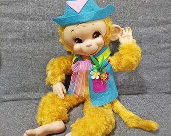 Vintage Stuffed Animal Rubber Face Rushton White Monkey Plush | Etsy