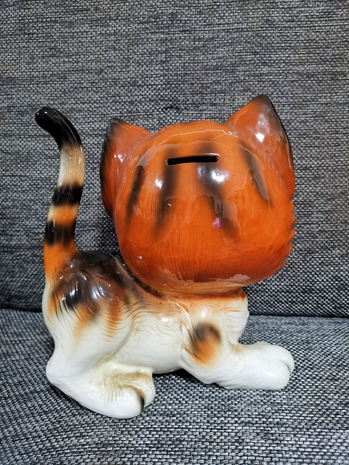 Vintage Ceramic Kitsch Big Eye Tabby Kitty Cat Japan Bank Doll - Etsy