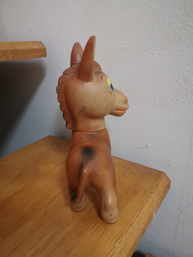 Vintage rubber kawaii animal big eye donkey la japan 7in | Etsy