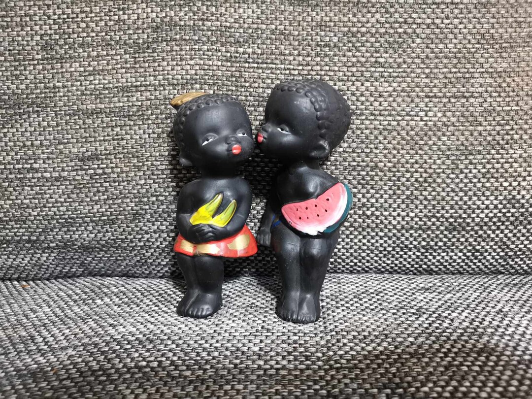 Vintage Ceramic Kitsch Big Eye Black Lover Kiss Figurines Japan - Etsy