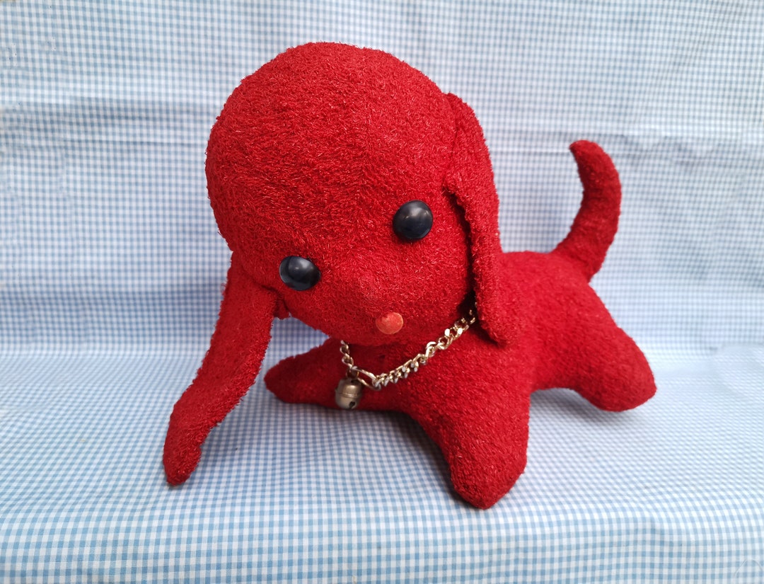 Vintage Japanese Stuffed Animal Kawaii Big Eye Puppy Red Dog Japan Doll ...