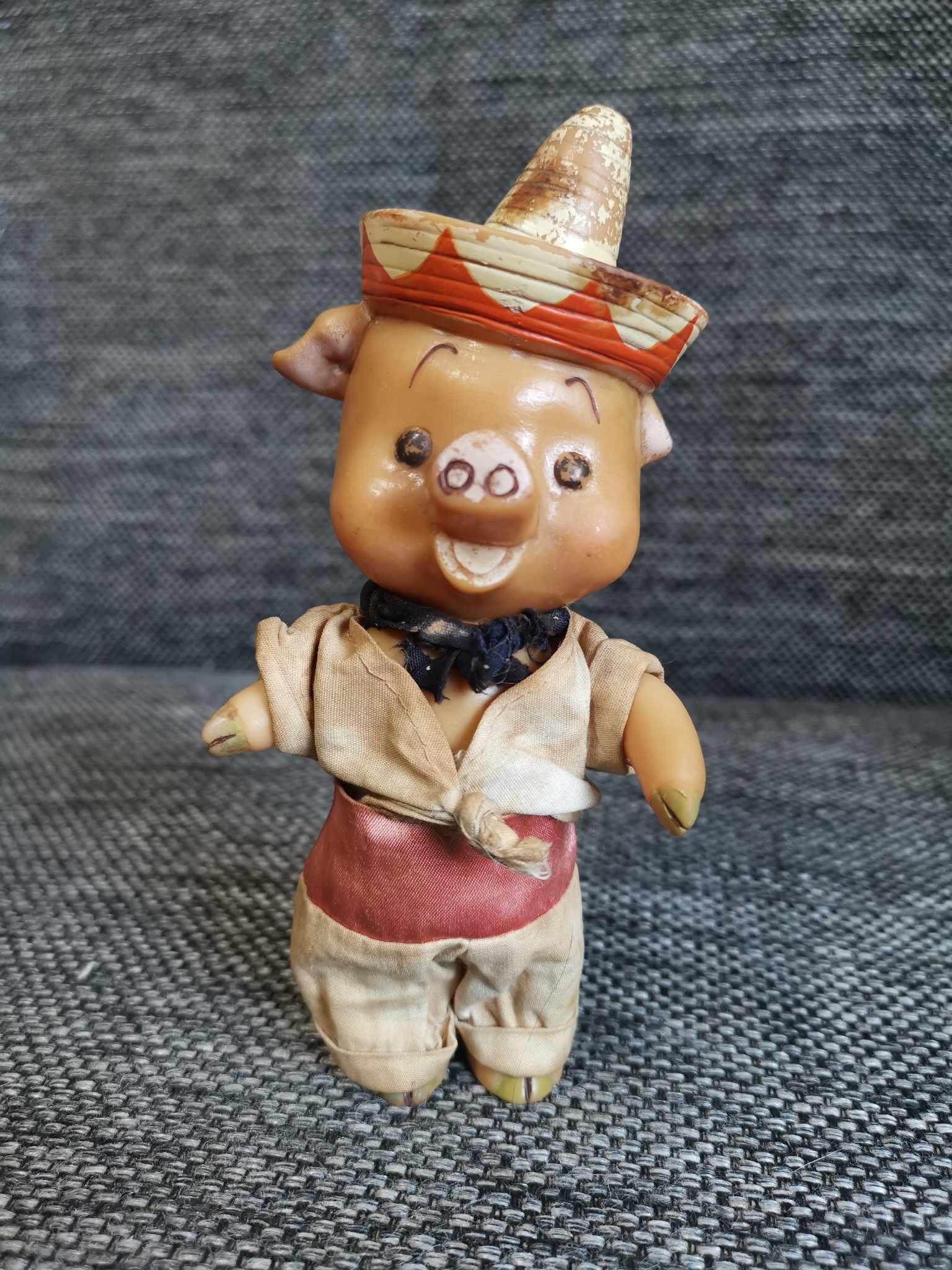 Vintage Showa Retro Boo Hoo Woo Little Rubber Big Eye Pig Piggy Japan ...