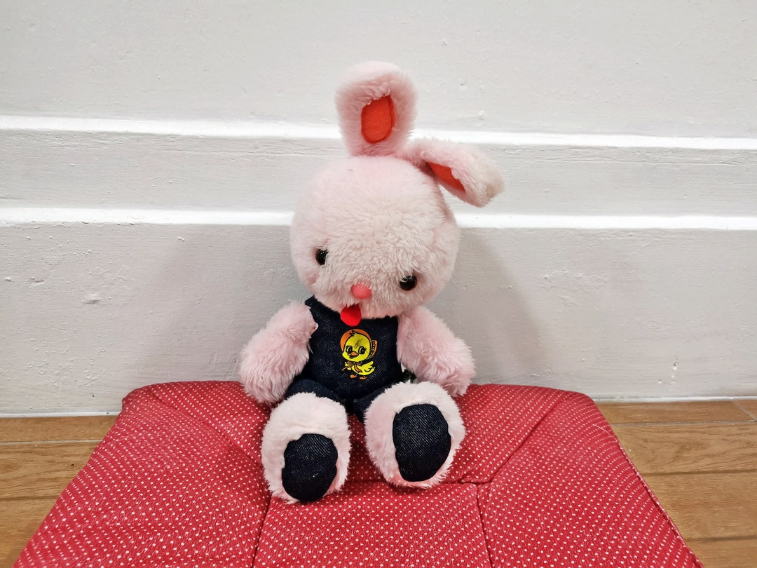 Vintage Easter Bunny Stuffed Animal Kawaii Big Eye Pink Bunny Oike ...