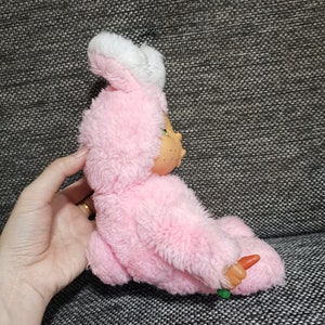 Vintage Easter Stuffed Animal Rubber Face Pink Big Eye Bunny Rabbit ...