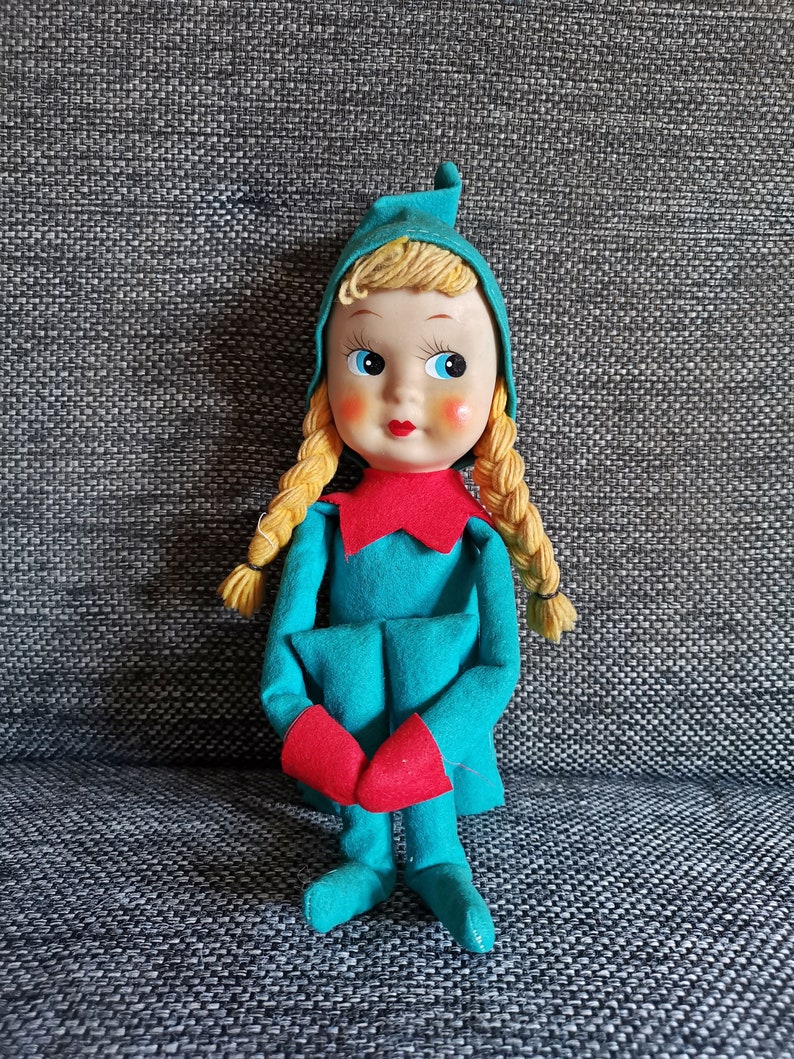 Vintage Cute Kawaii Rubber Face Big Eye Girl Green Elf Pixie - Etsy