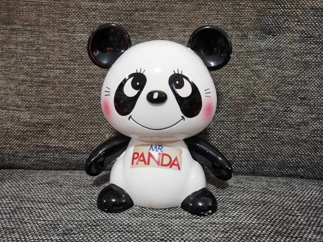 Vintage Ceramic Animal Mr.panda Piggy Bank Naito Rune Plush Doll内藤ルネ ...