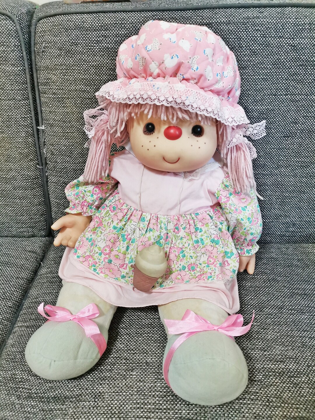 Vintage Big Eye Ice Cream Baby Pink Hair Doll Plush 22in - Etsy