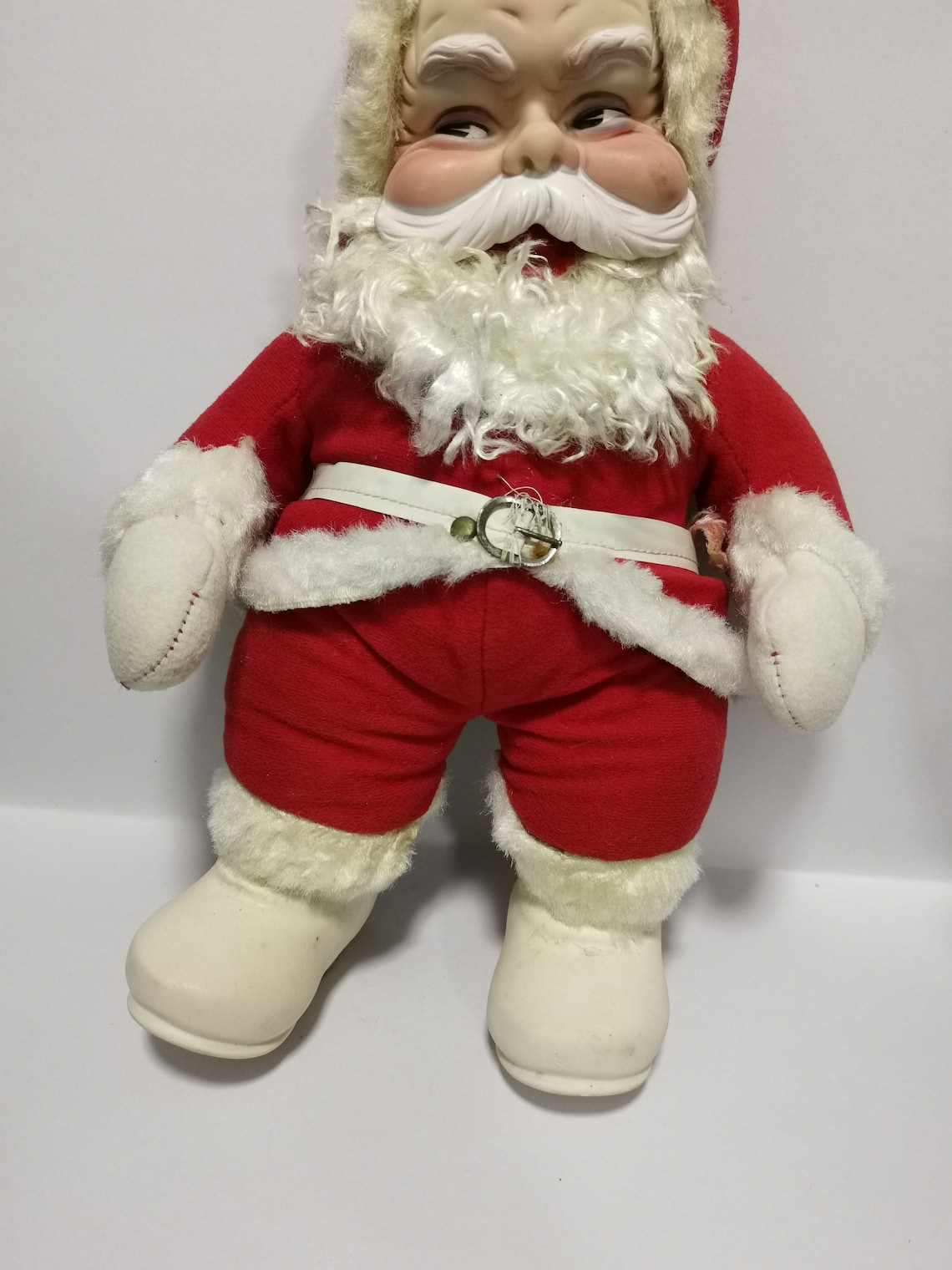 Vintage Stuffed Rubber Face Santa Claus Pixie by Rushton Plush - Etsy