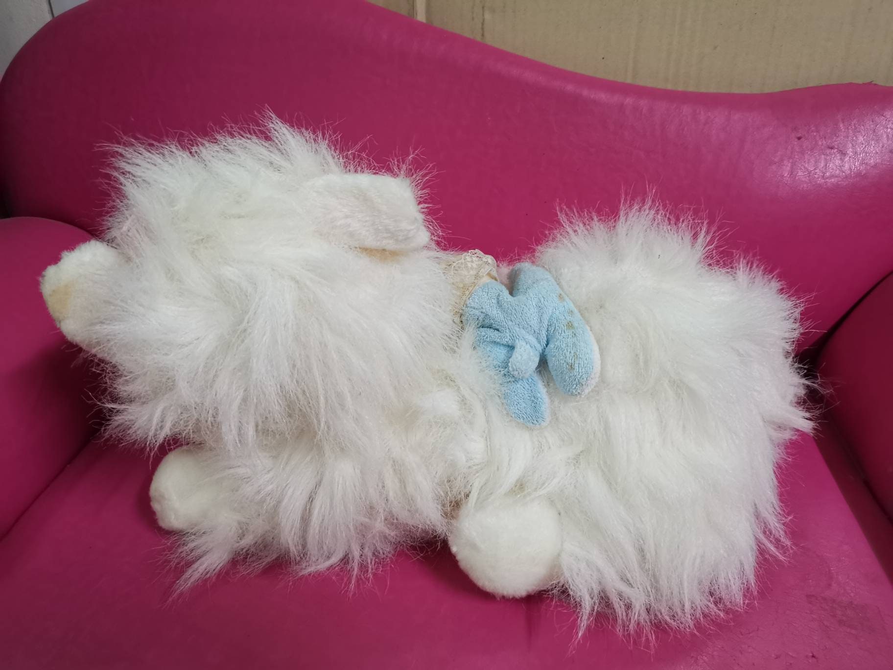 Vintage Rubber Face Stuffed Animal Fur Family White Kitty Cat DAN DEE ...