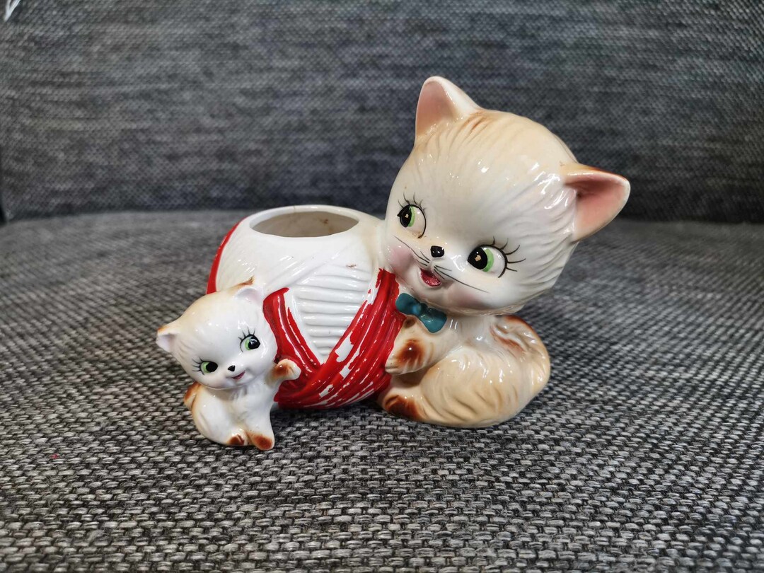 Vintage Japanese Animal Cute Kitsch Orange Kitty Cat Family Figurines ...