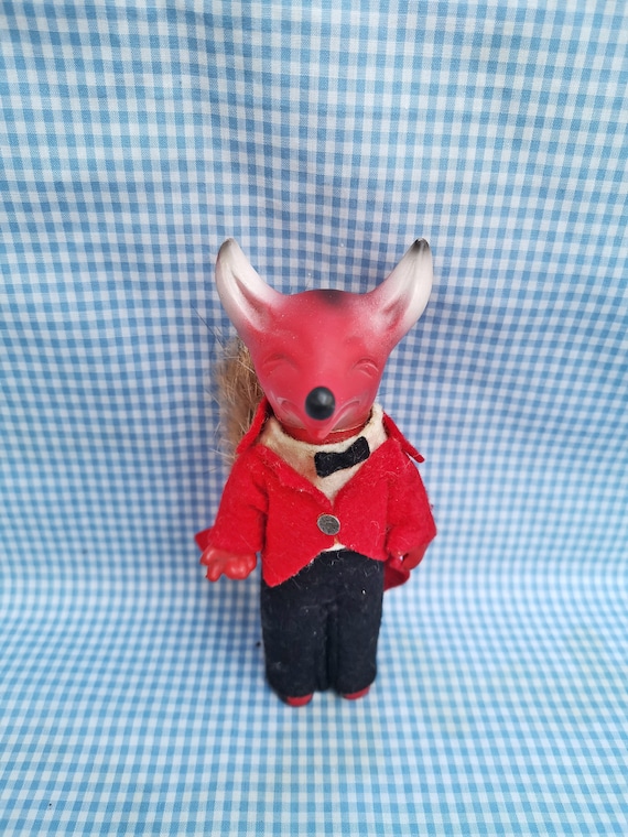 Vintage Animal Fur Fox Toys Felt Rubber Red Fox Doll Vebki | Etsy