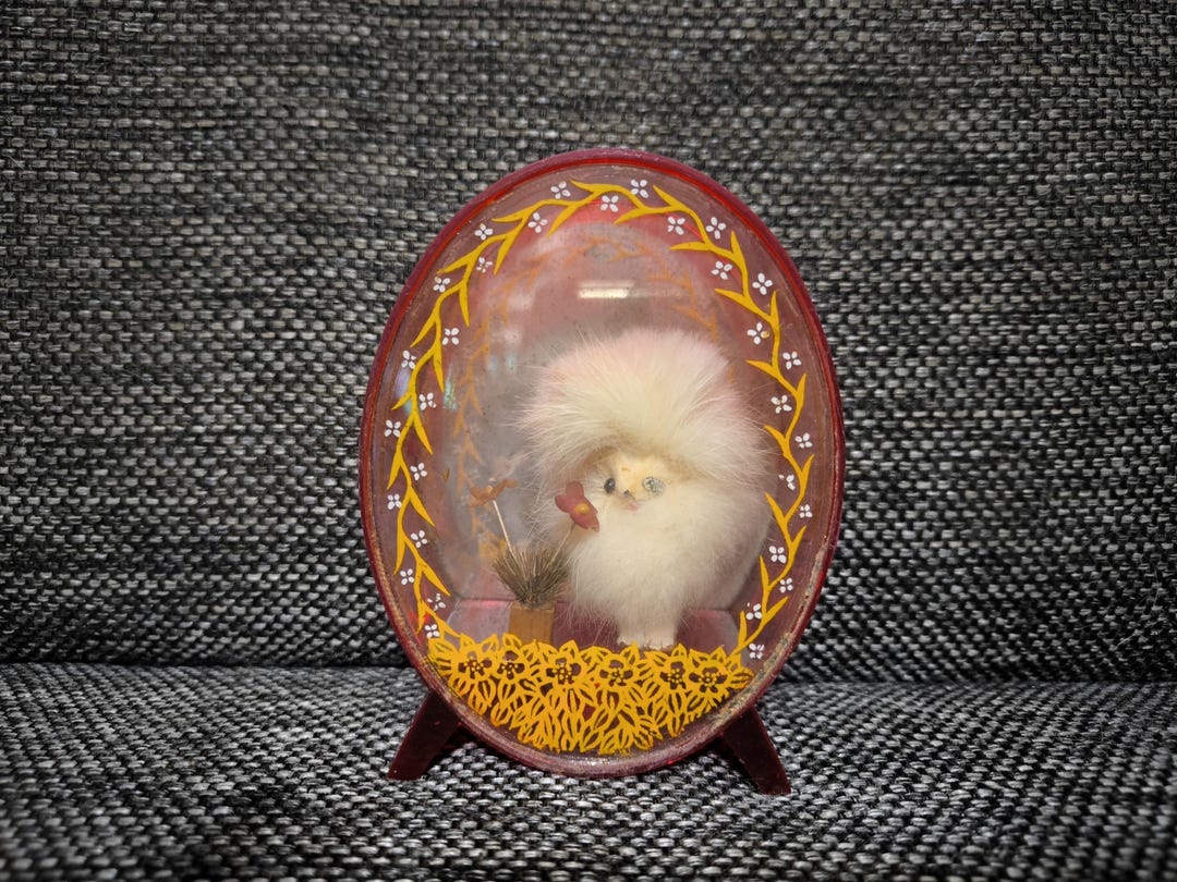 Vintage Japanese Kawaii Real Fur Dog Animal White Fur Puppy Miniature ...