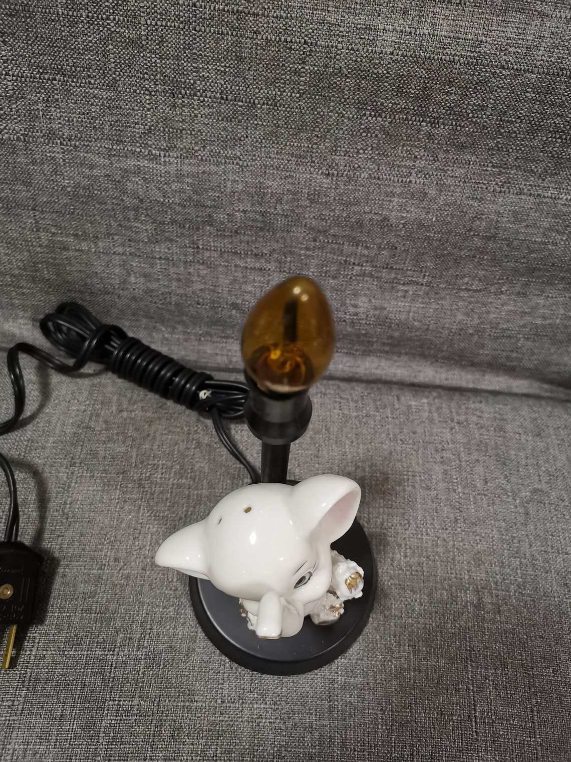 Vintage kitsch kwaii White elephant lamp japan 7 | Etsy