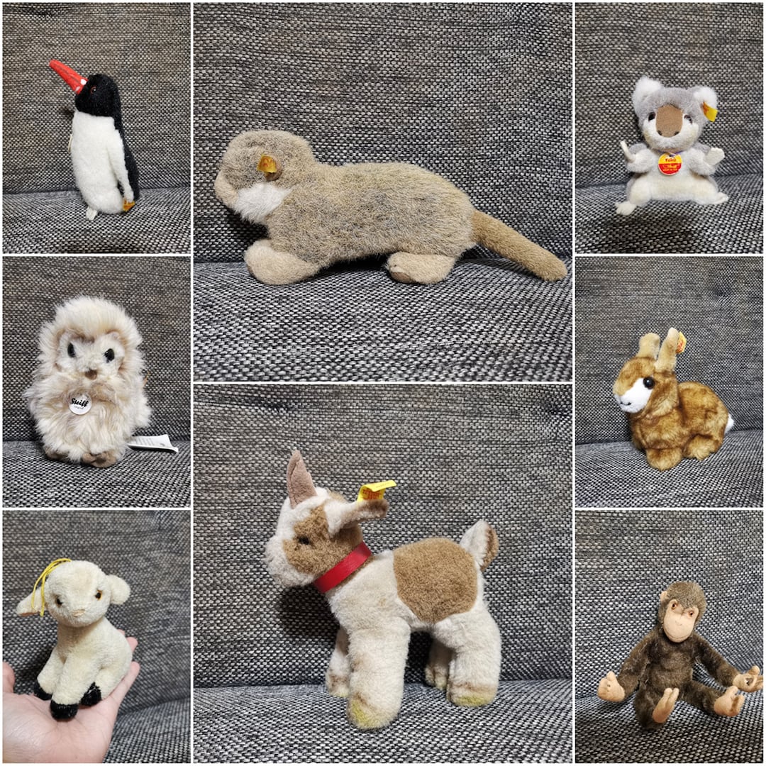 Vintage Stuffed Animal Steiff Cow Sheep Penguin Koala Yuku Monkey ...