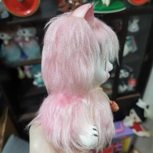 Vintage Cute Japanese Fur Pink Kitty Kitsch Ceramic Big Eye Cat Bank ...