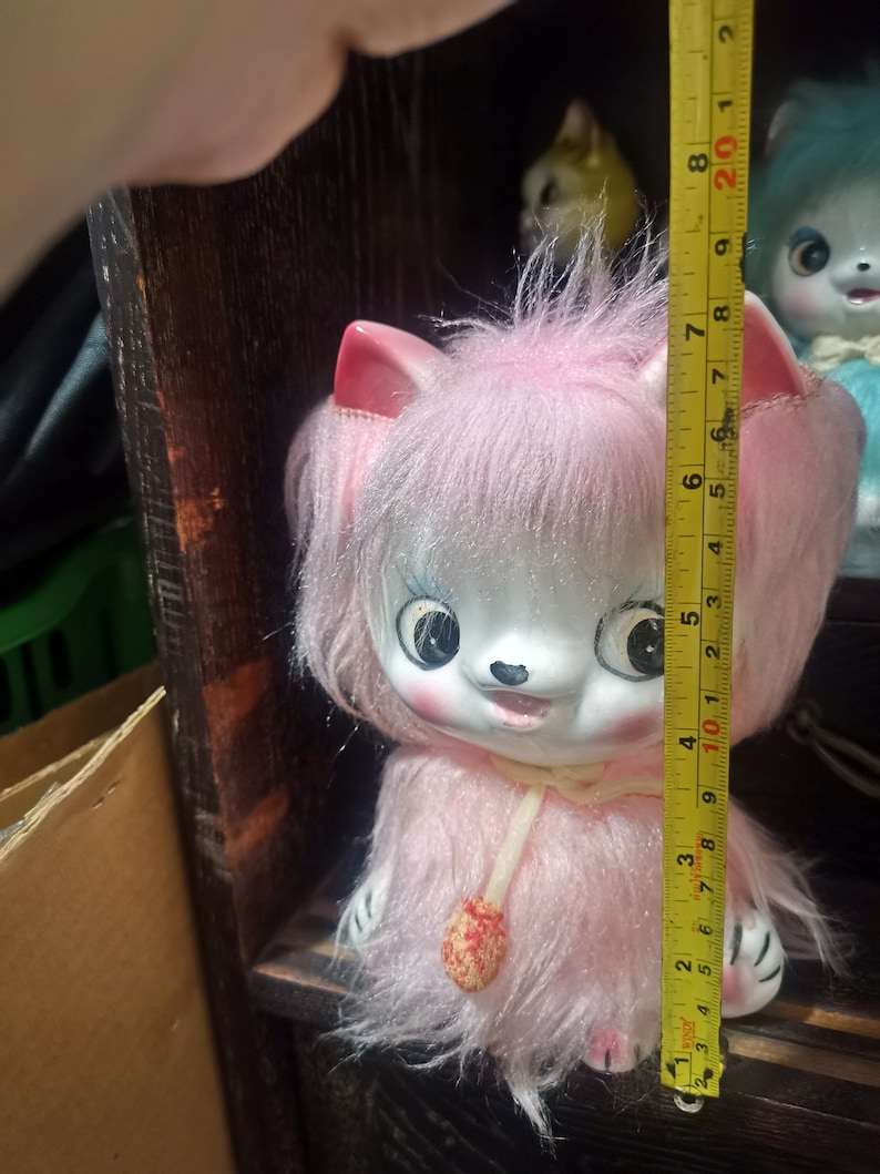 Vintage Cute Japanese Fur Pink Kitty Kitsch Ceramic Big Eye - Etsy