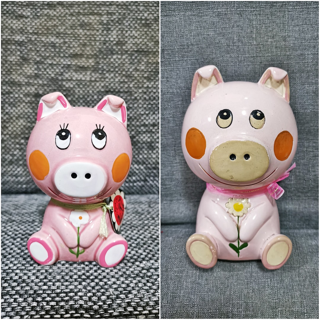 Vintage Japanese Kawaii Kitsch Ceramic Big Eye Pink Piggy Naito Rune ...