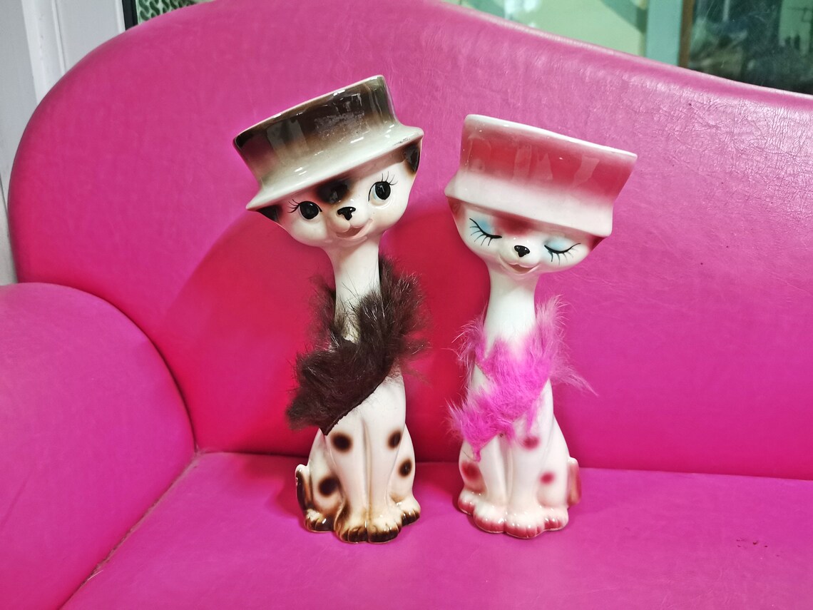 Vintage Japanese Animal Cat Ceramic Kitsch Big Eye Long Neck - Etsy