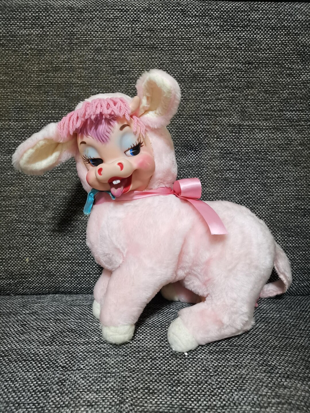 Vintage Stuffed Rubber Face Pink Cow Rushton Doll Plush - Etsy