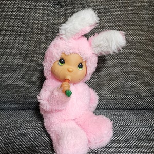 Vintage Easter Stuffed Animal Rubber Face Pink Big Eye Bunny Rabbit ...