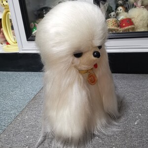 Vintage Japanese Animal Puppy Kawaii Stuffed White Fur Dog Japan Doll ...