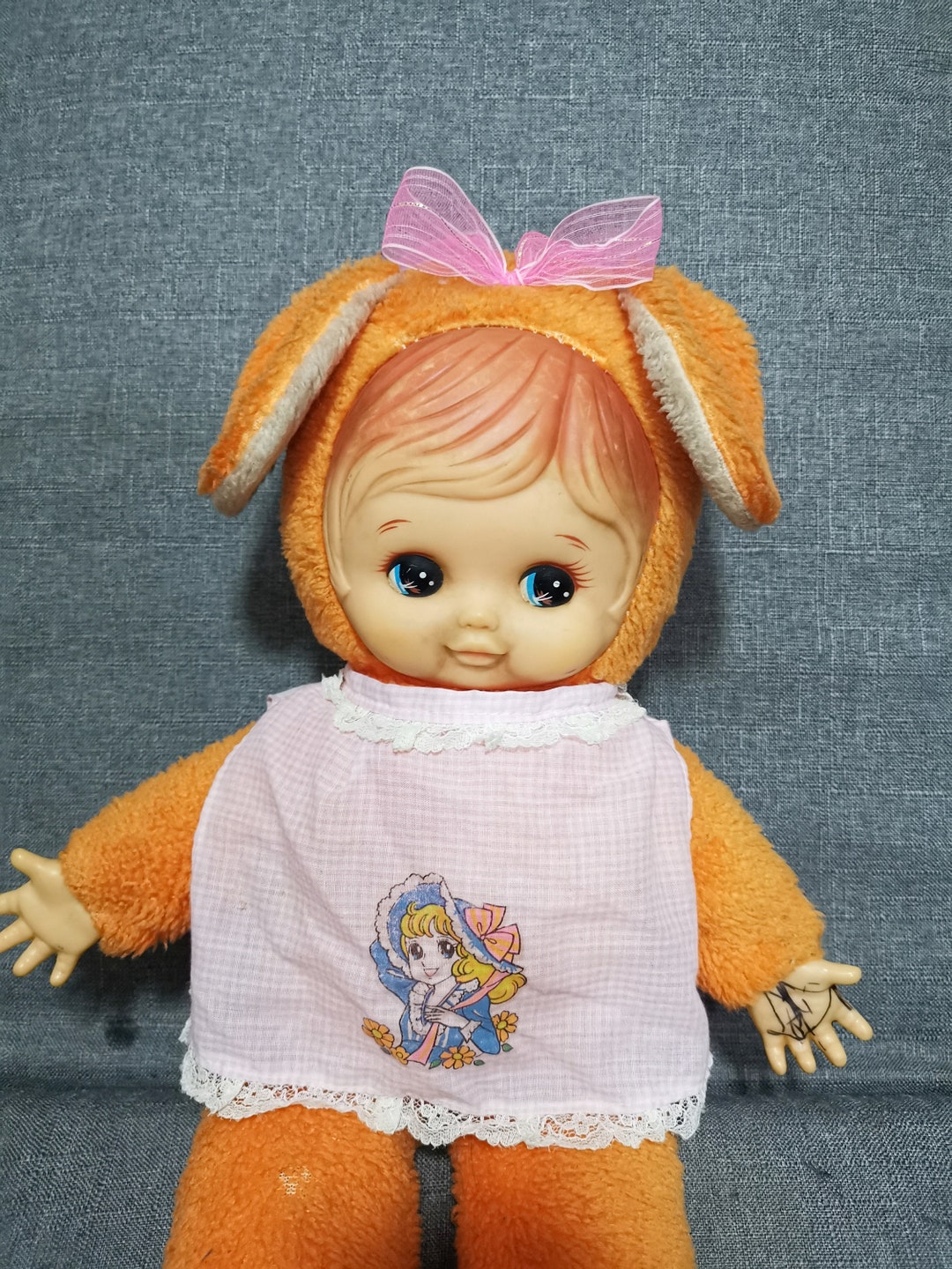 Vintage Japanese Kawaii Stuffed Animal Rubber Face Big Eye Baby Bunny ...