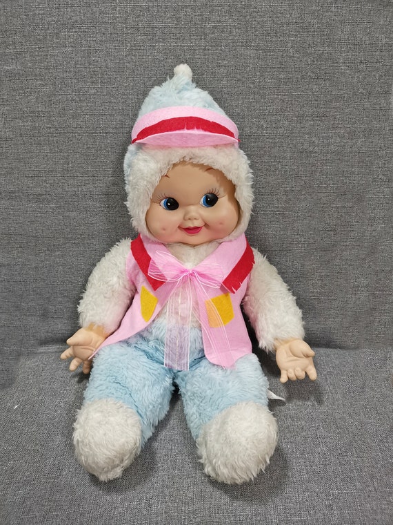 Vintage Stuffed Rushton Rubber Face Big Eye Baby Plush Doll | Etsy