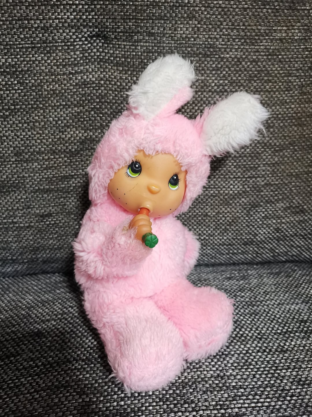 Vintage Easter Stuffed Animal Rubber Face Pink Big Eye Bunny Rabbit ...