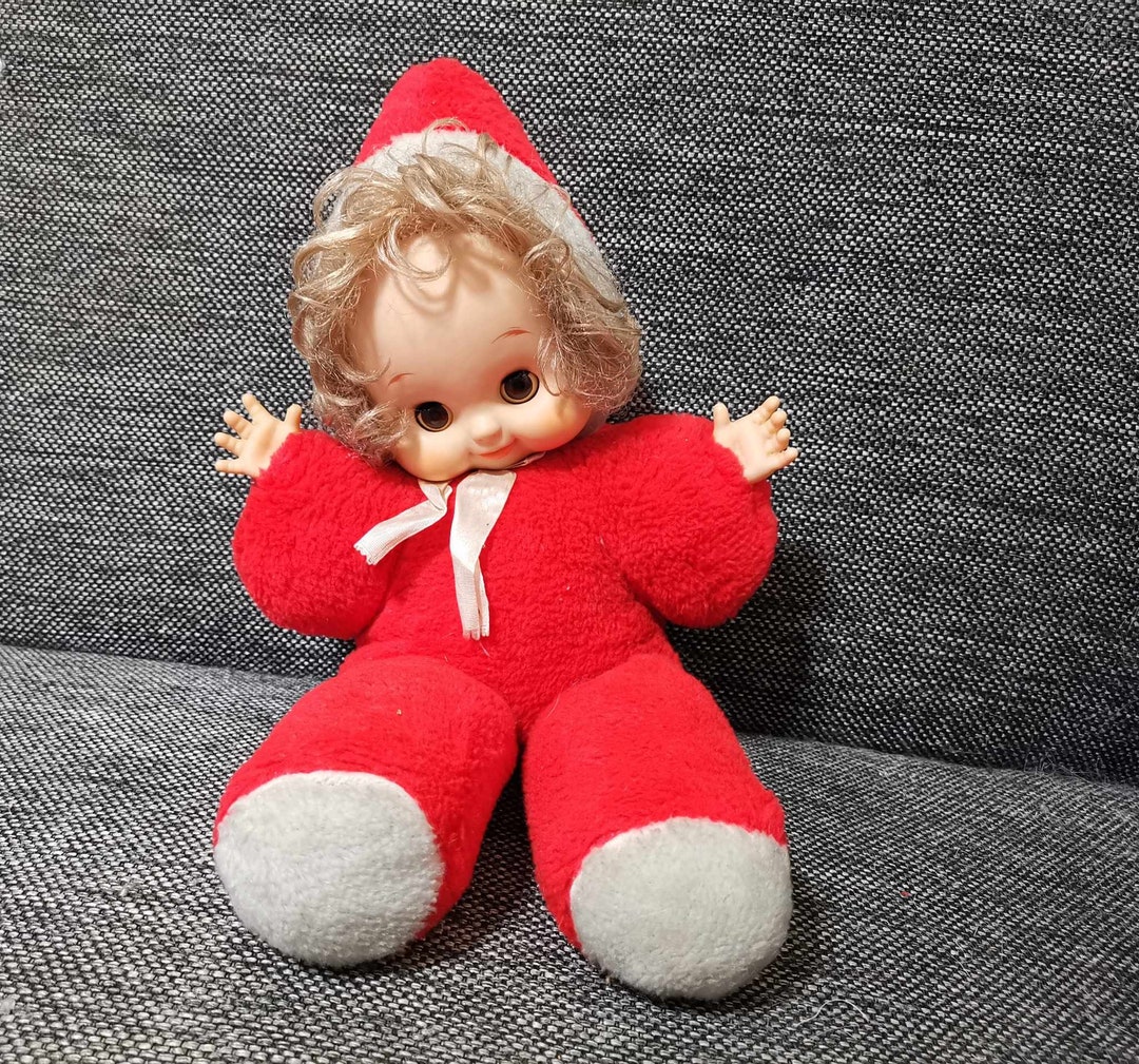 Vintage Cute Rubber Face Girl Fur Red Blinking Eyes Plush Doll - Etsy