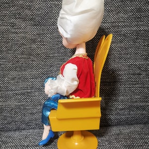 Vintage Pose Doll Japanese Big Eyes Girl Doll Sitting in a Chair Music ...