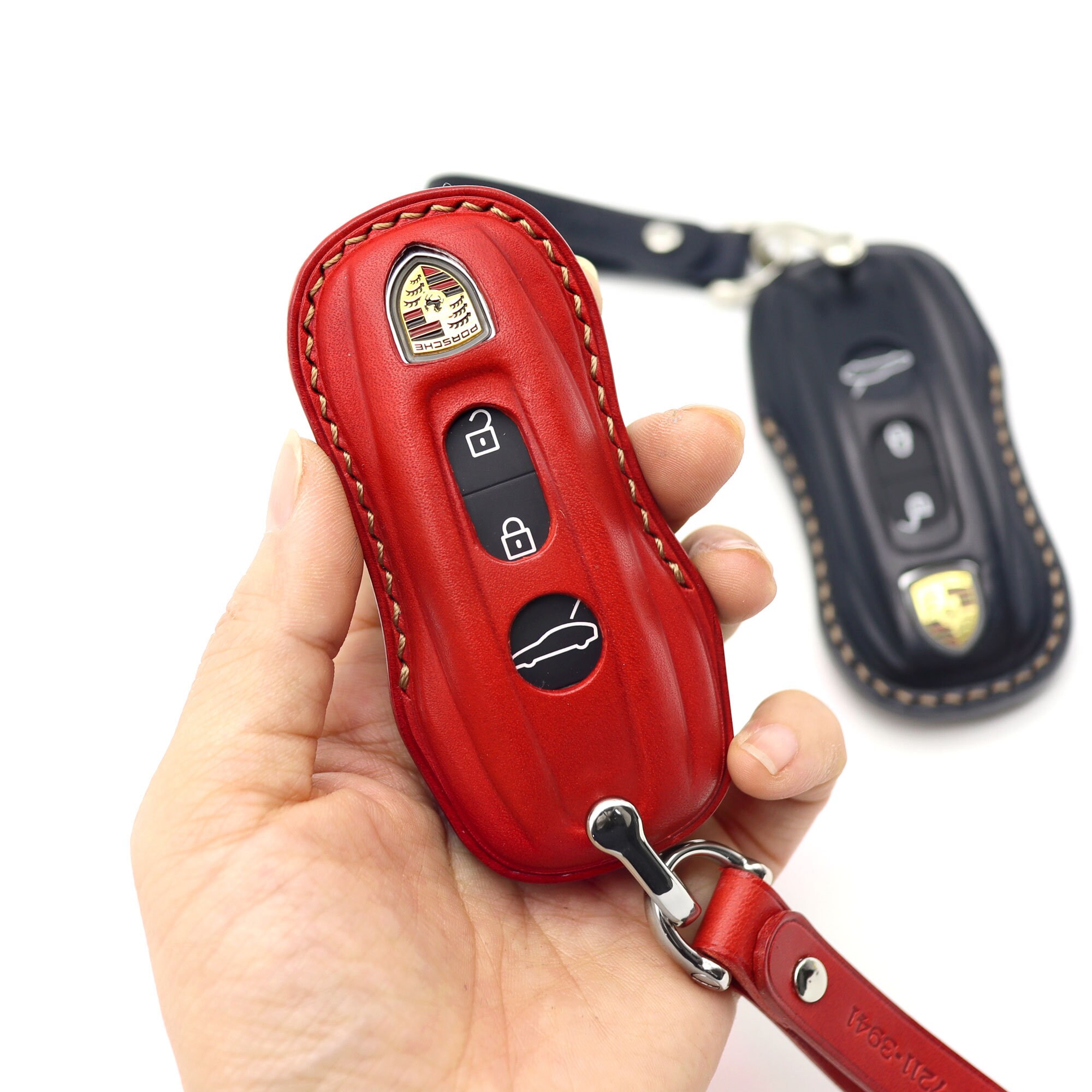 PORSCHE Key Chain Leather Car Key Fob Cover Remote Key Case - Etsy UK