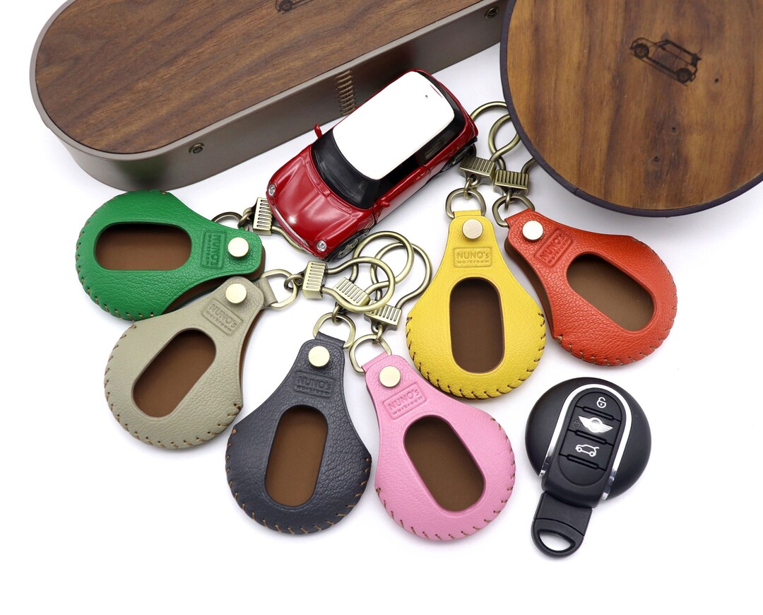 Mini Cooper Key Chain, Leather Car Key Fob Cover, Goat Leather, Remote ...